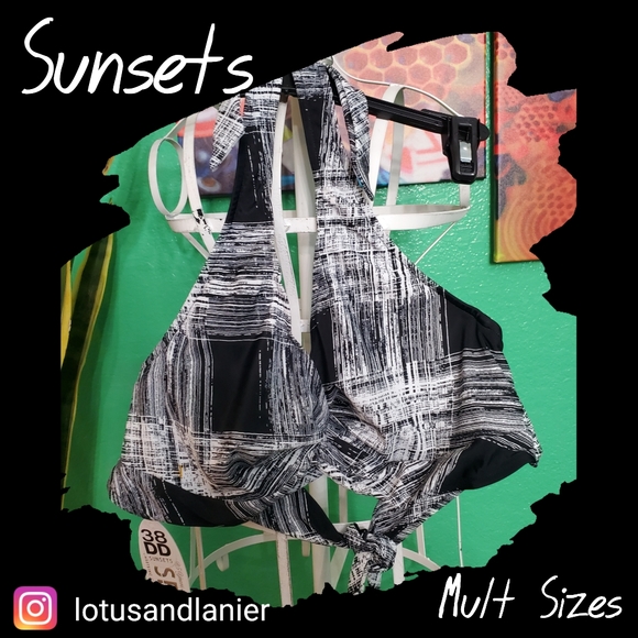 Sunsets | Swim | Sunsets Black White Bikini Top 38dd Nwt | Poshmark